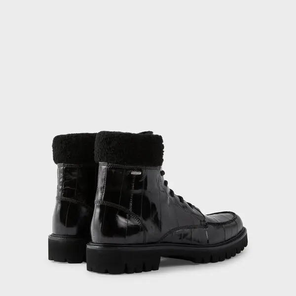 GIUSEPPE ZANOTTI Lace-up Eel Skin Combat Boots