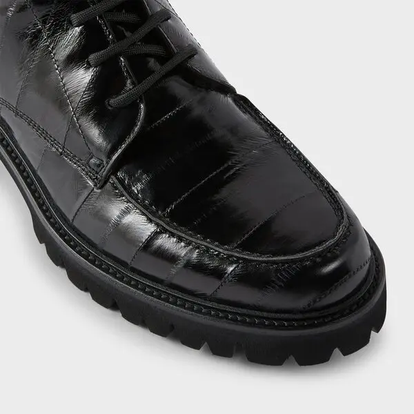 GIUSEPPE ZANOTTI Lace-up Eel Skin Combat Boots