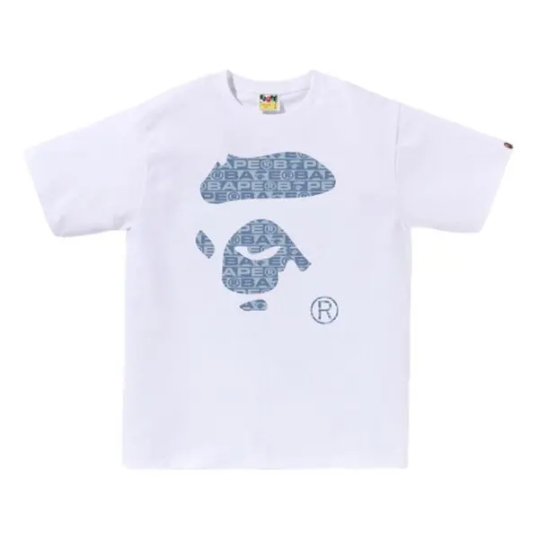 A BATHING APE Lux Sport Pattern Ape Face Tee - White