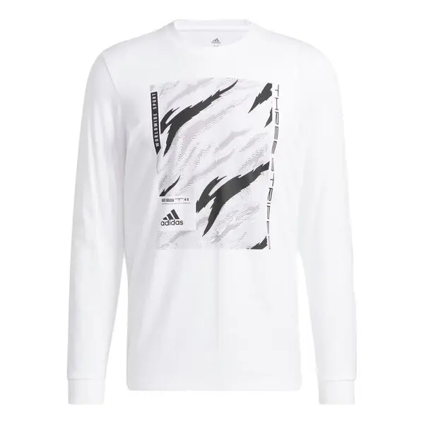 Adidas Long-sleeve Cotton T-shirt 'camo Linear - White/grey/black