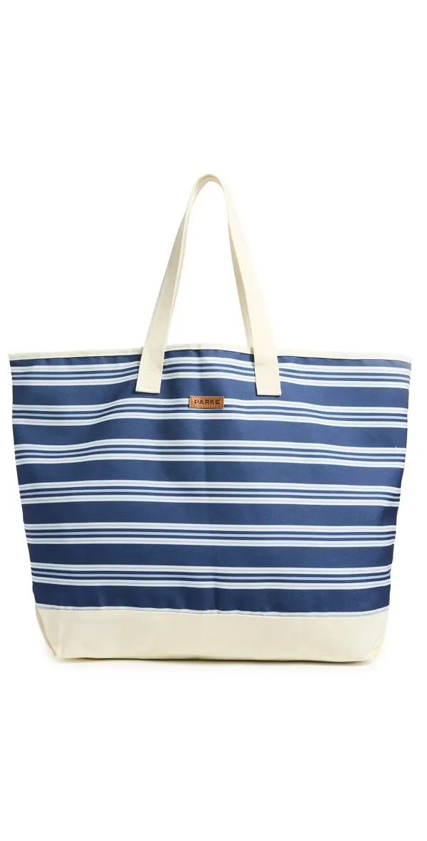 PARKE Oversized Striped Canvas Tote Bag - Denim Stripe