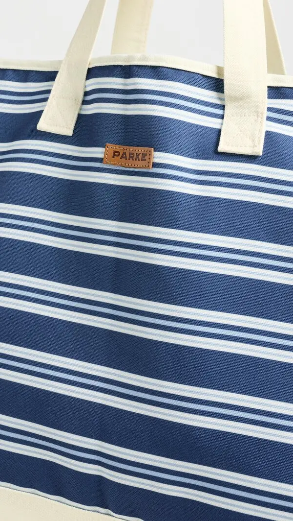 PARKE Oversized Striped Canvas Tote Bag - Denim Stripe
