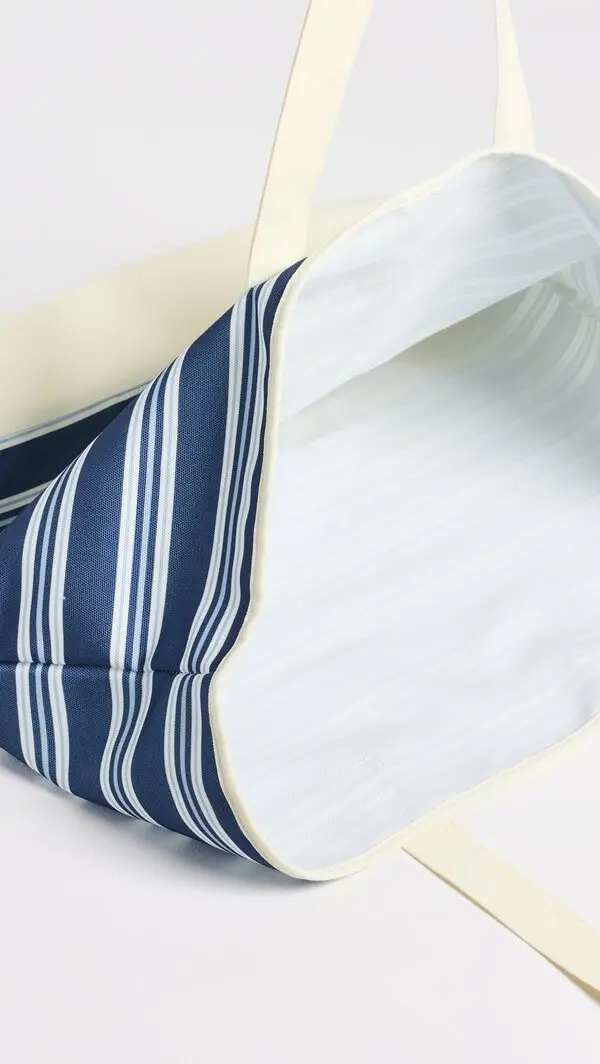 PARKE Oversized Striped Canvas Tote Bag - Denim Stripe