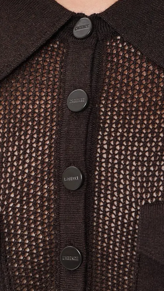 L'Agence Carine Pointelle Collared Sweater With Button Details And Pockets