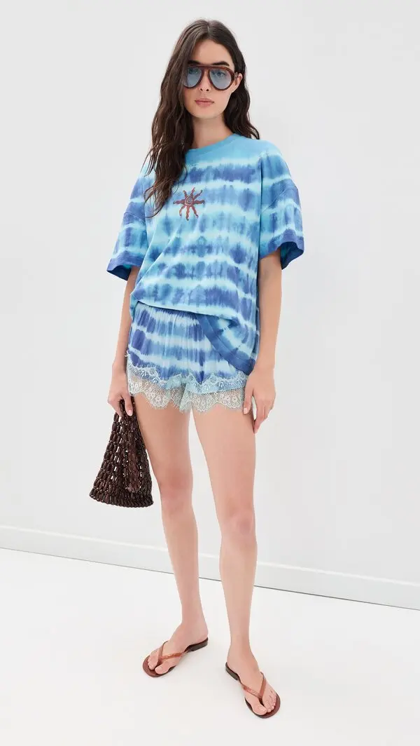 CIAO CIAO VACATION Tie-dye Lace Trim Shorts