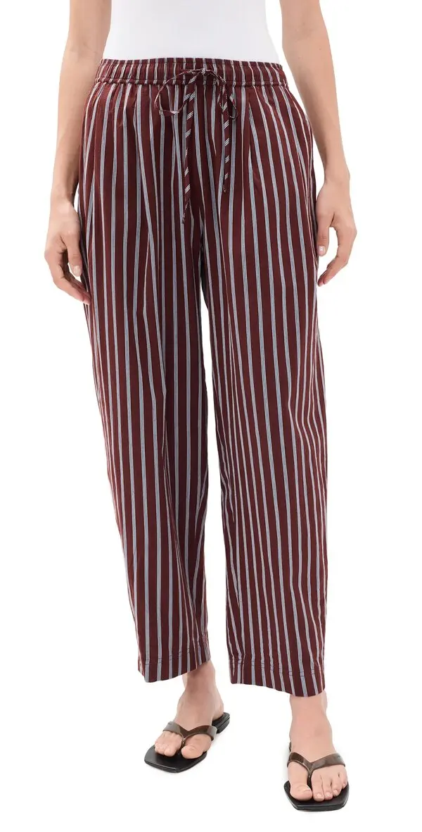 APIECE APART Striped Cotton Everyday Pull-on Pants - Spice Multi Stripe