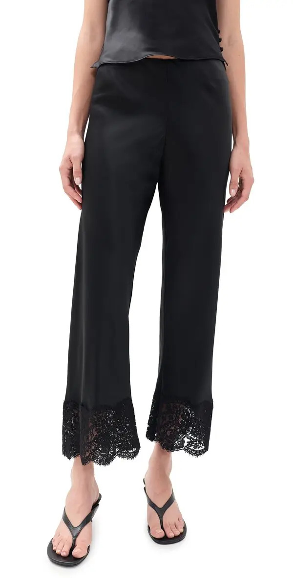 Cami Nyc Bristol Lace Trim Satin Pants - Black