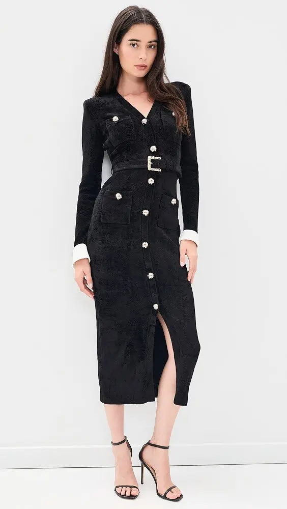 SELF-PORTRAIT Chenille Knit Midi Dress