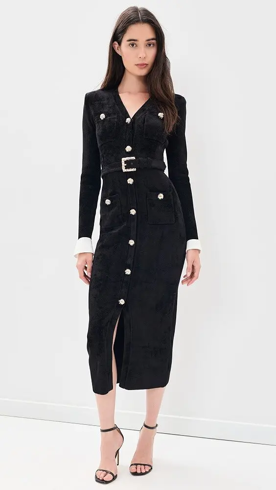 SELF-PORTRAIT Chenille Knit Midi Dress