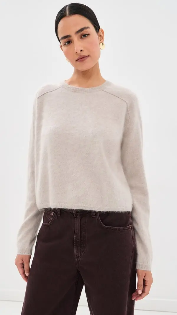 LISA YANG Lexia Brushed Cashmere Sweater - Sand Brushed