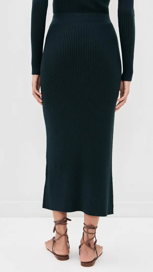 Zimmermann Valiant Ribbed Wool Midi Skirt