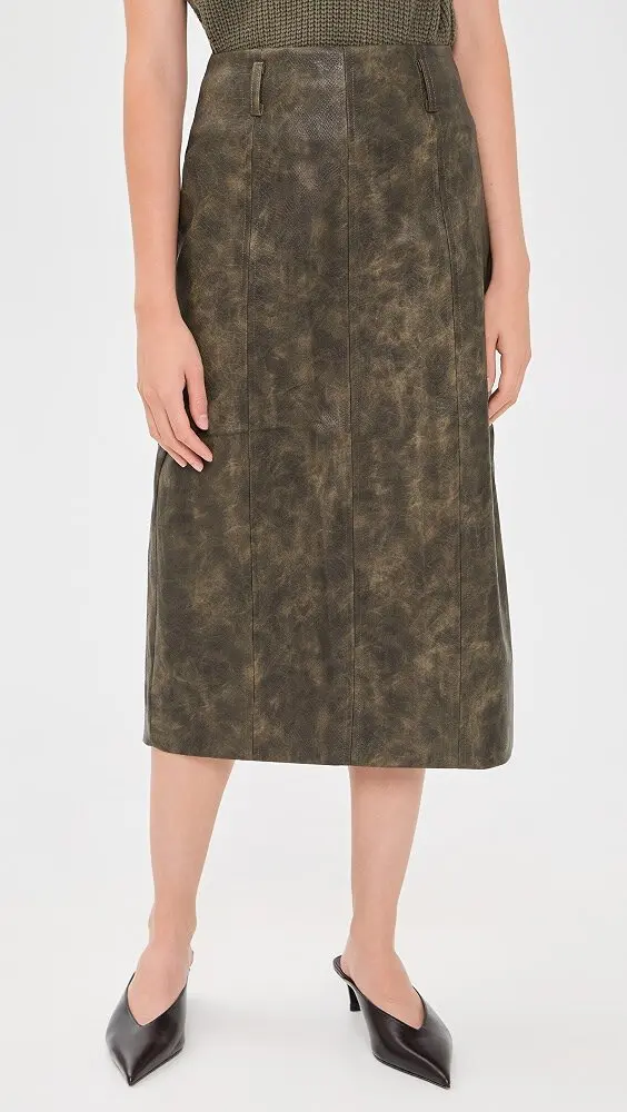 EN SAISON Faux Leather Margot Midi Skirt