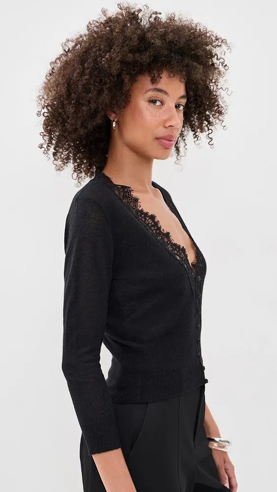 L'Agence Eluna Lace Detail Cardigan