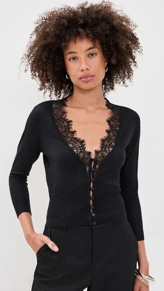 L'Agence Eluna Lace Detail Cardigan