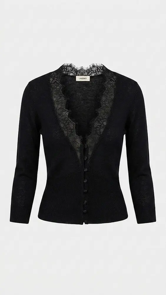 L'Agence Eluna Lace Detail Cardigan