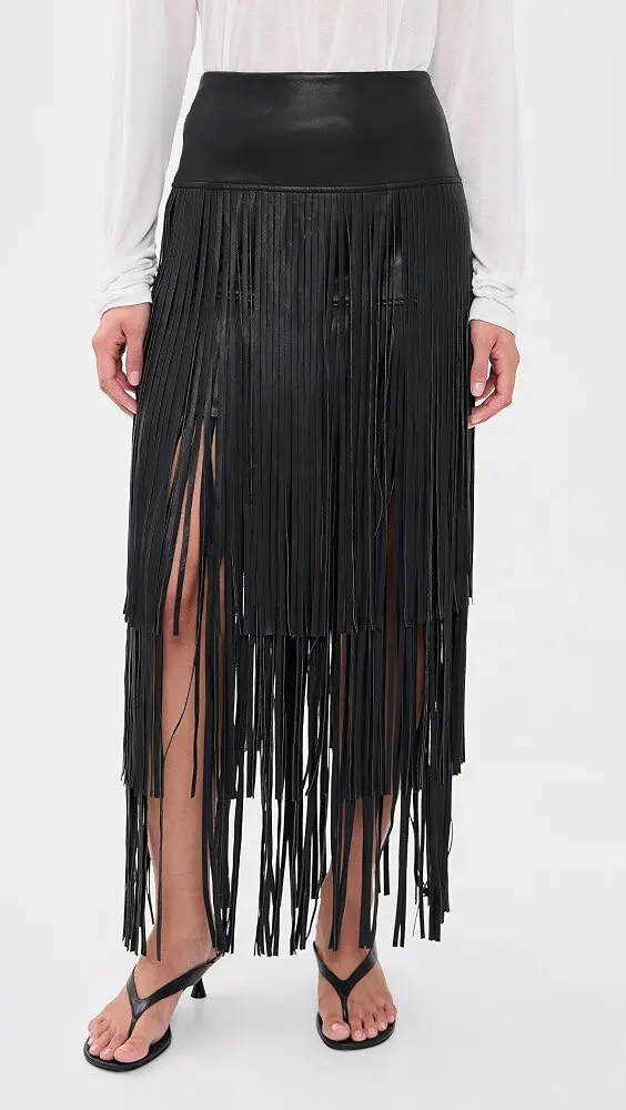 L'Agence Karoline Maxi Fringe Skirt