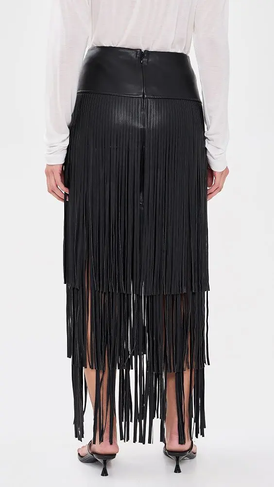L'Agence Karoline Maxi Fringe Skirt