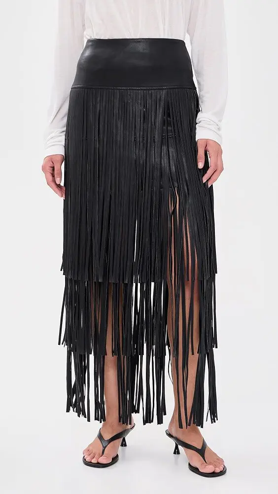 L'Agence Karoline Maxi Fringe Skirt