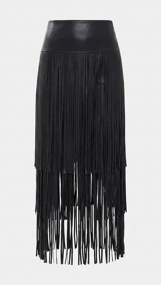 L'Agence Karoline Maxi Fringe Skirt