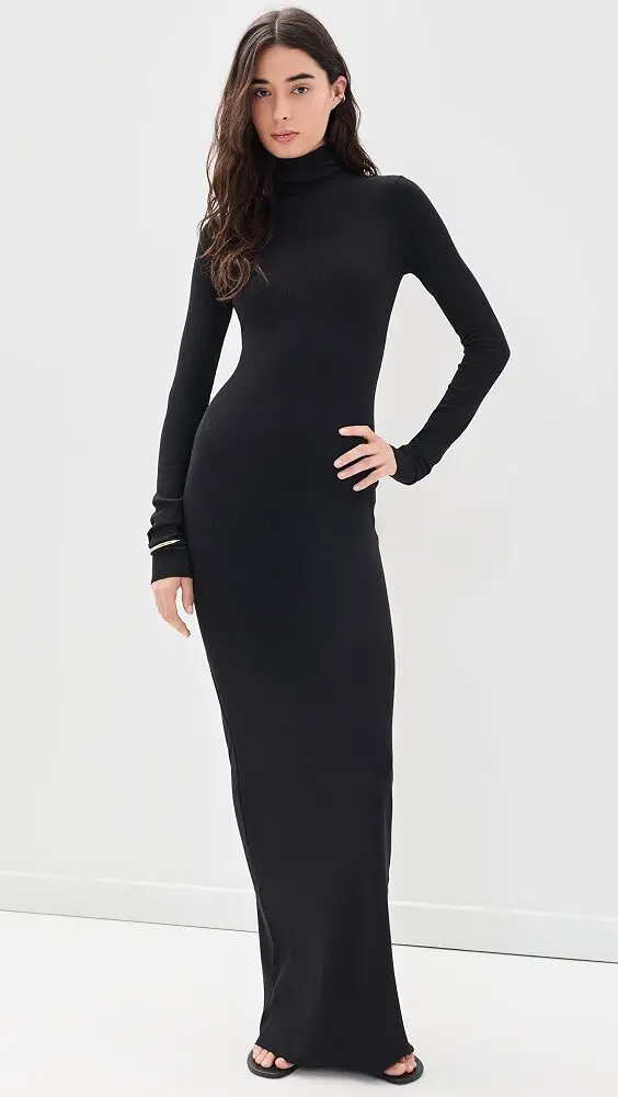 Eterne Long Sleeve Turtleneck Maxi Dress
