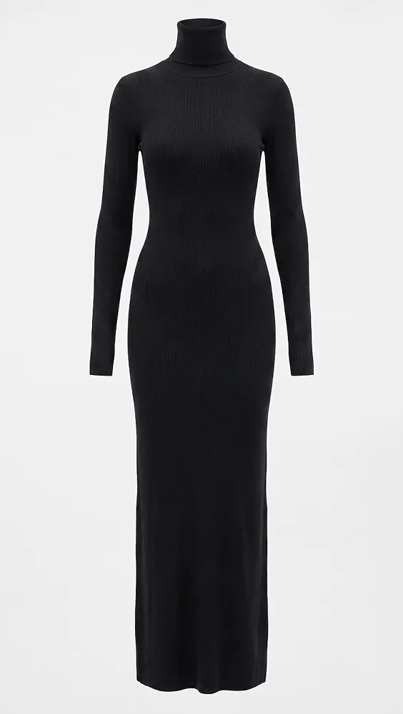 Eterne Long Sleeve Turtleneck Maxi Dress