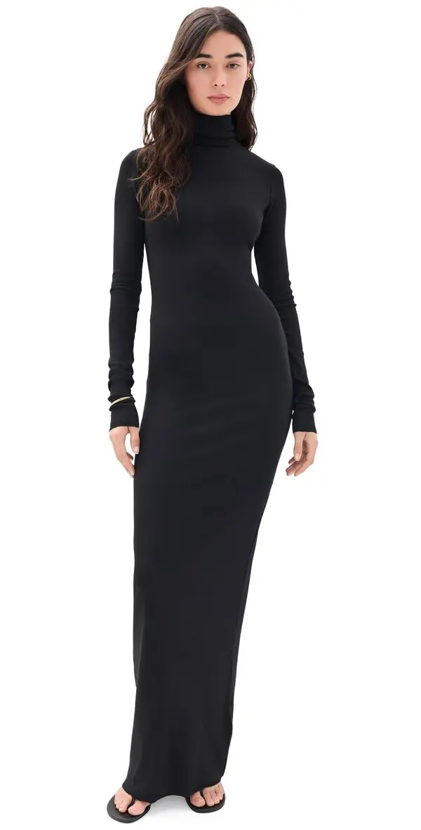 Eterne Long Sleeve Turtleneck Maxi Dress