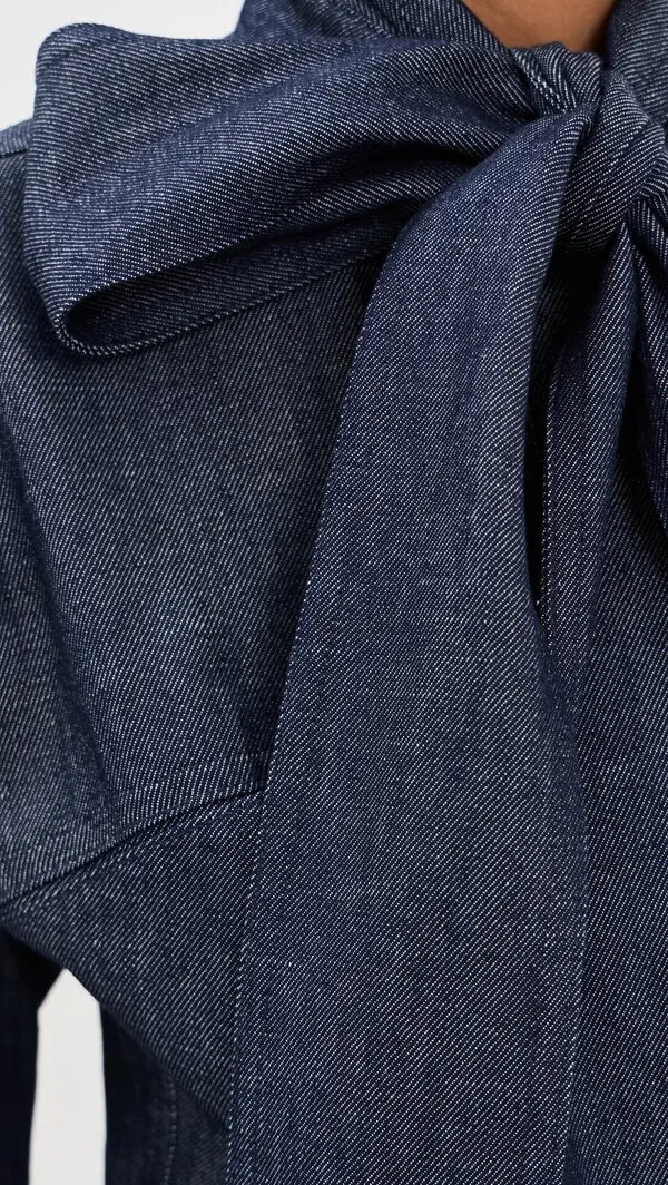 Françoise Hendrix Denim Shirt With Neck Tie
