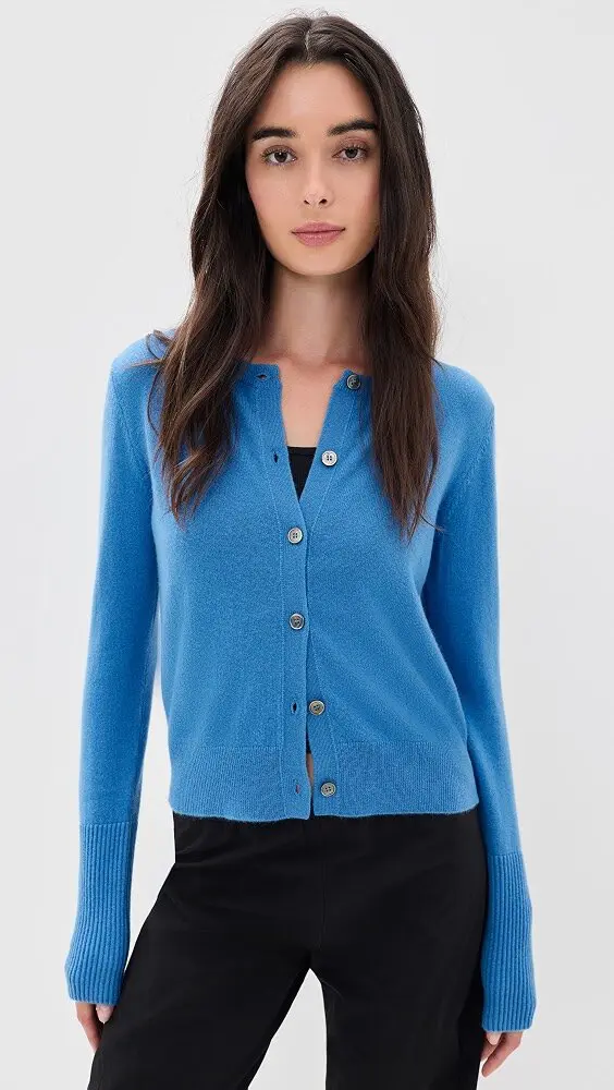 LA LIGNE Solid Lean Lines Cashmere Cardigan