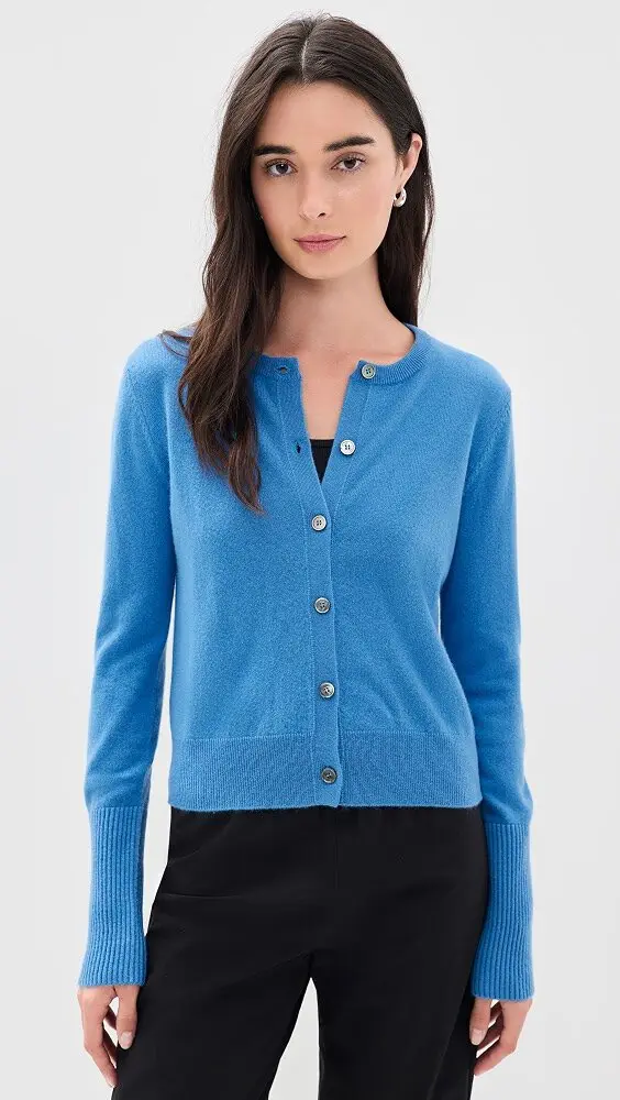 LA LIGNE Solid Lean Lines Cashmere Cardigan