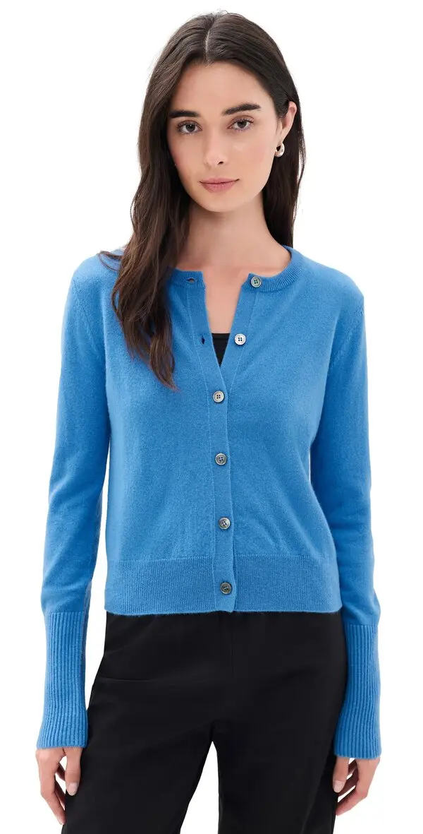 LA LIGNE Solid Cashmere Cardigan - Cerulean
