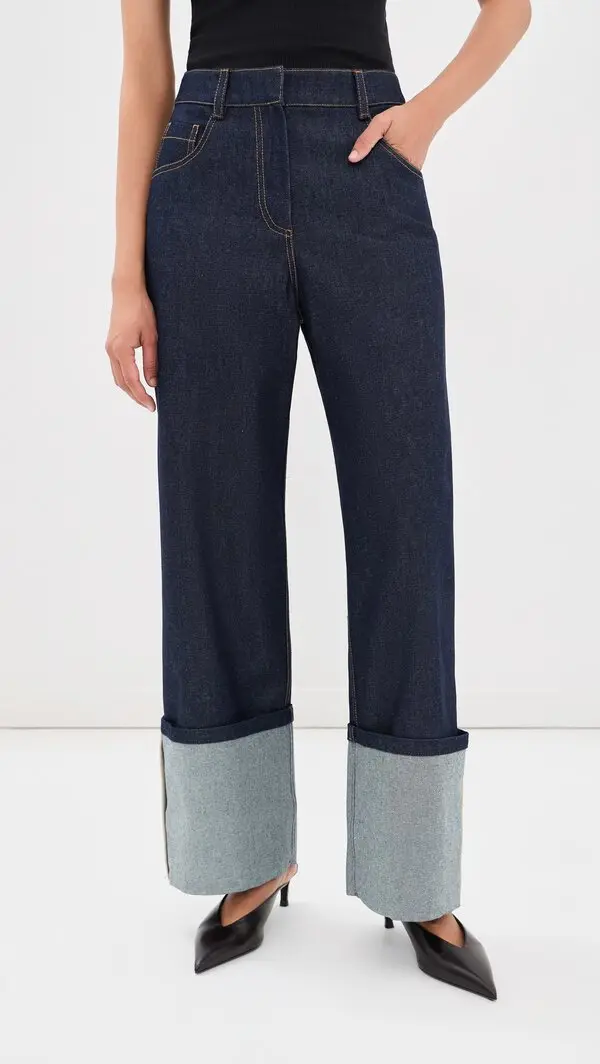 Françoise Hendrix High-rise Denim Pants With Folded Cuffs