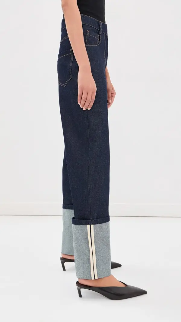 Françoise Hendrix High-rise Denim Pants With Folded Cuffs