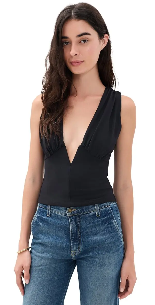 Susana Monaco Low V Wire Tank - Black