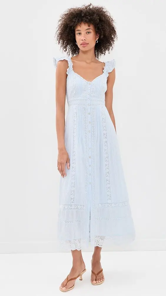 LoveShackFancy Kailette Dress - Blue Finch