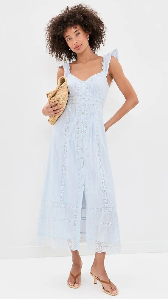 LoveShackFancy Kailette Dress - Blue Finch