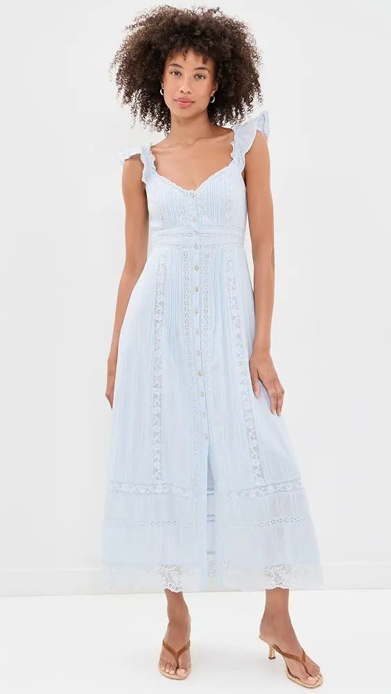 LoveShackFancy Kailette Dress - Blue Finch