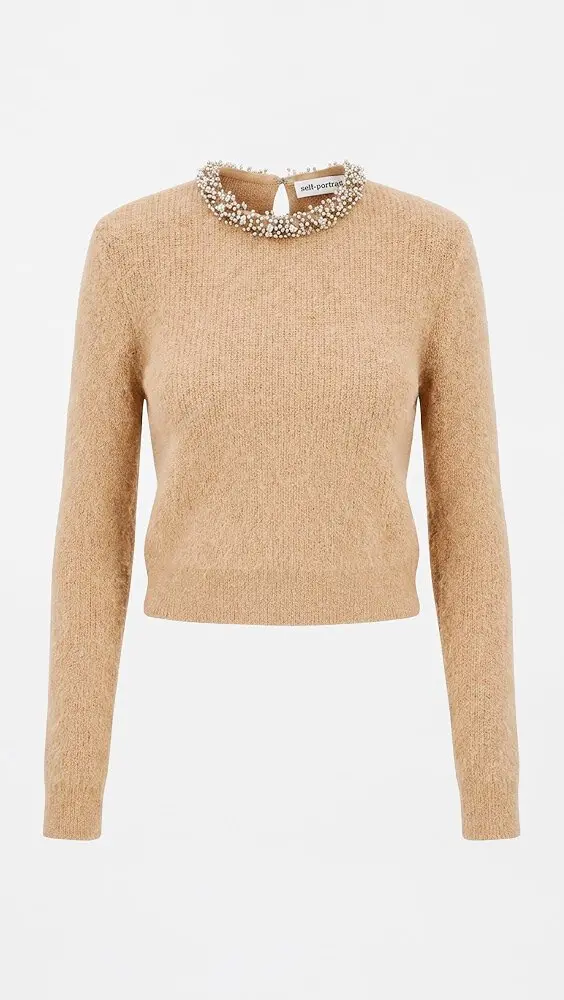 SELF-PORTRAIT Beaded Knit Sweater