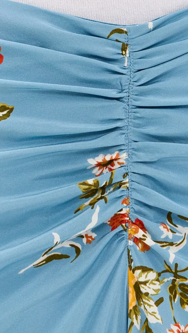 Veronica Beard Limani Floral Print Ruched Midi Skirt