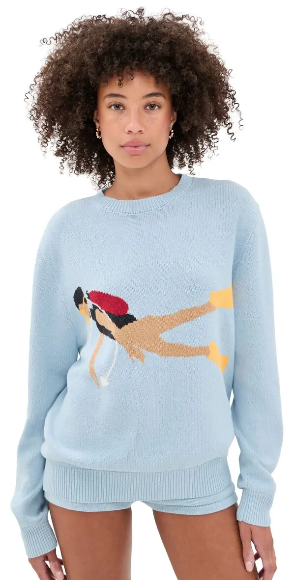 YELLOW THE LABEL Diver Cotton Pullover - Light Blue