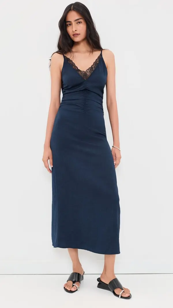Baum Und Pferdgarten Atalie Lace Trim Ruched Midi Dress
