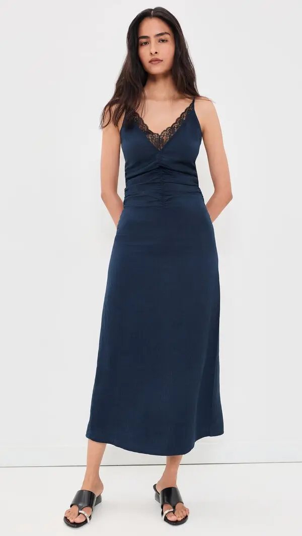 Baum Und Pferdgarten Atalie Lace Trim Ruched Midi Dress