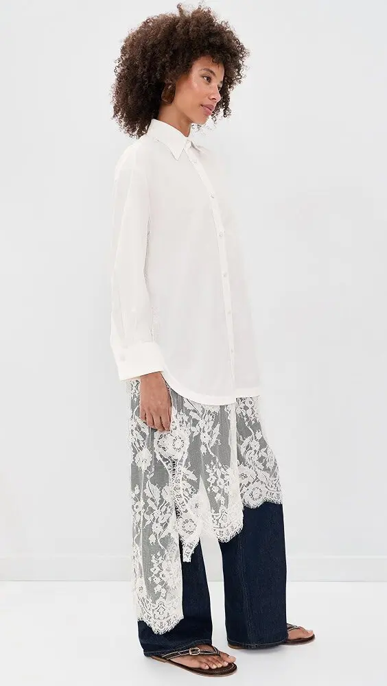Zimmermann Valiant Lace Tunic Button Down Shirt