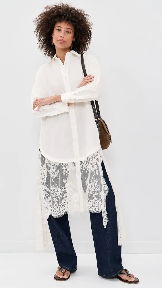 Zimmermann Valiant Lace Tunic Button Down Shirt