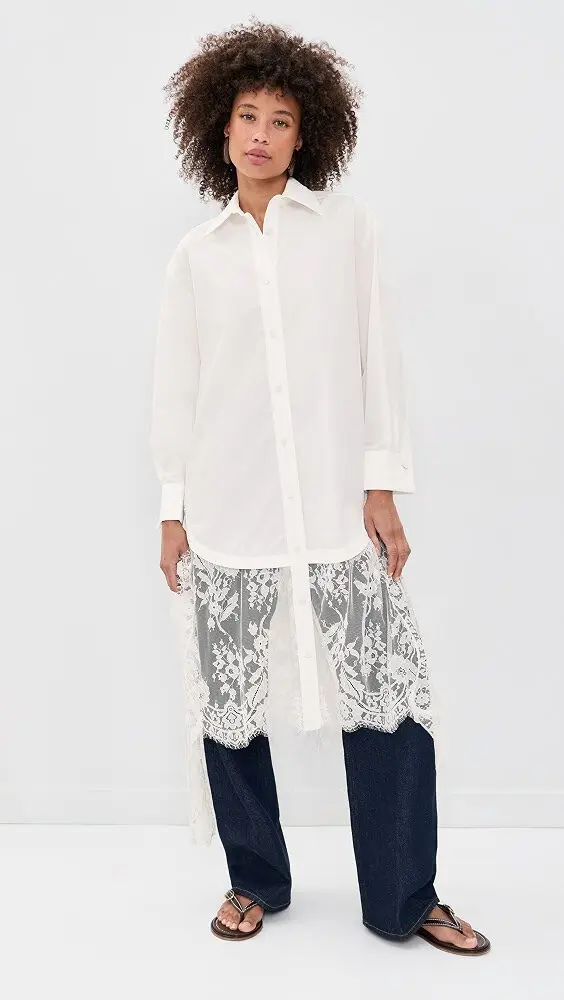 Zimmermann Valiant Lace Tunic Button Down Shirt