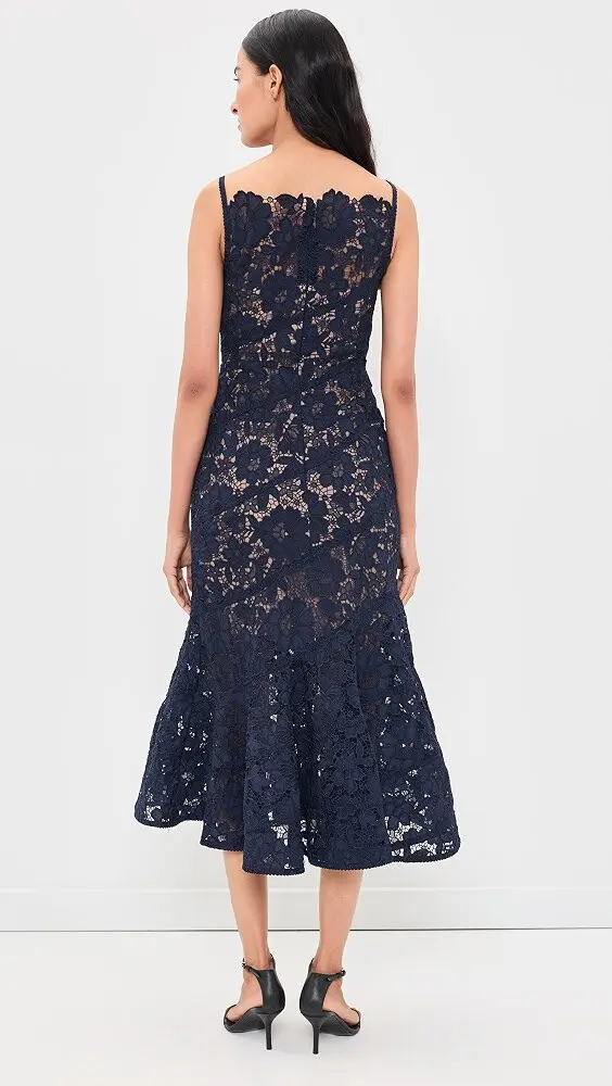 SELF-PORTRAIT Spiral Lace Midi Dress