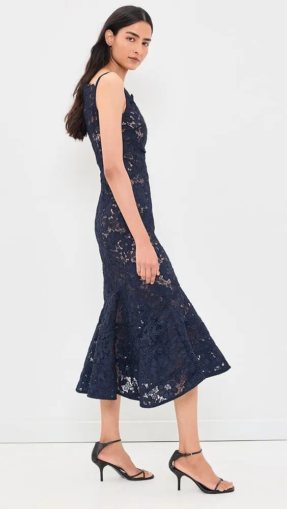 SELF-PORTRAIT Spiral Lace Midi Dress