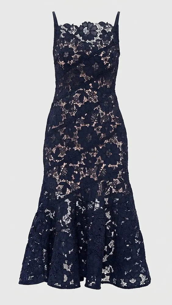 SELF-PORTRAIT Spiral Lace Midi Dress