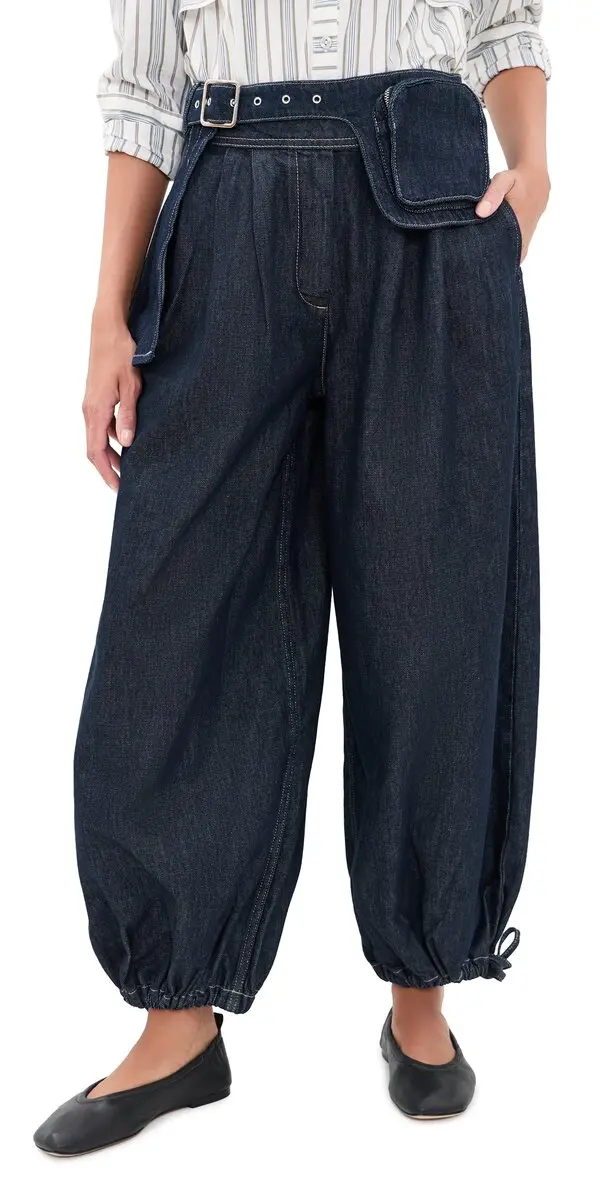 DAMSON MADDER Mavi Balloon Jeans With Removable Skirt Belt - Indigo