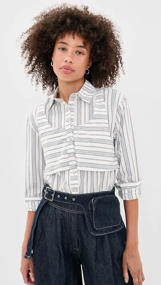 DAMSON MADDER Valeria Double Layered Button Down Shirt