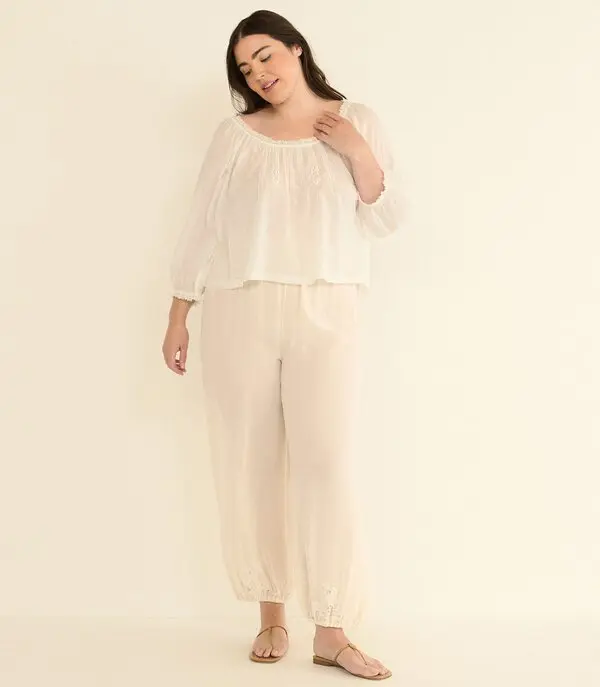 DÔEN Yaria Silk Georgette Balloon Leg Pants With Lace Detail